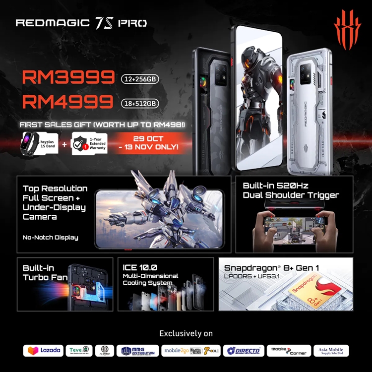 Red Magic 7S Pro Malaysia release: SD 8+ Gen 1 SoC, 120Hz display, and ...