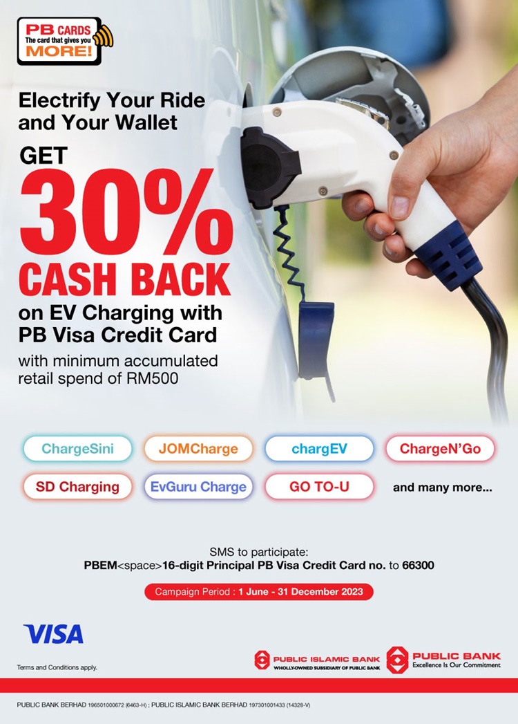 Public Bank card members can now get up to 30% cash back on EV Charging ...
