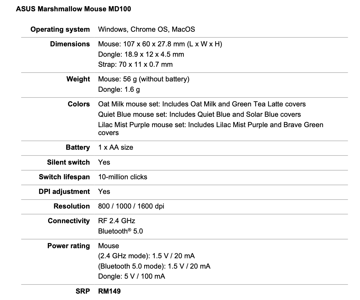 ASUS Marshmallow Keyboard KW100 and Mouse MD100 Malaysia release - From ...