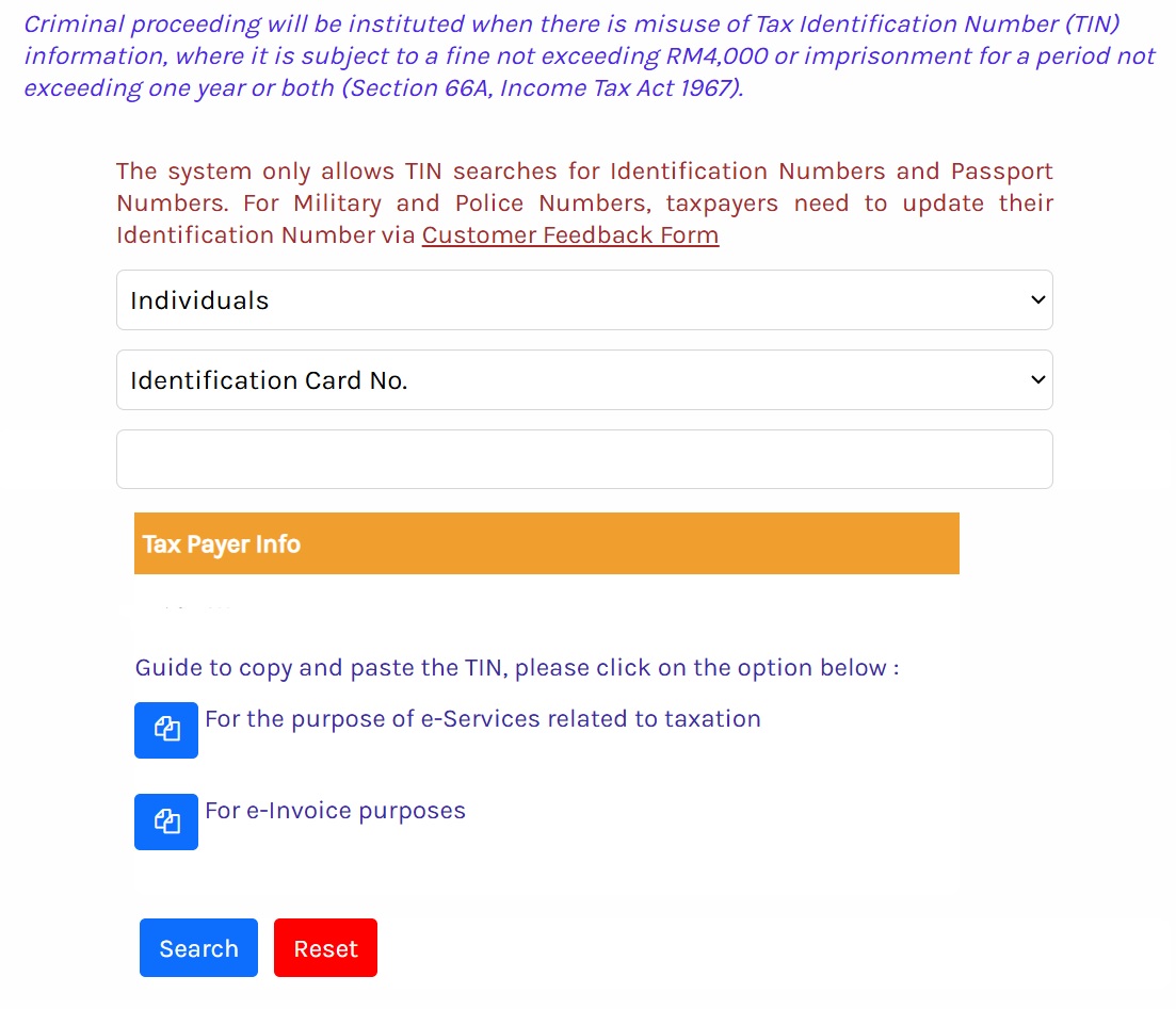 Tax Identification Number search service available online through MyTax ...