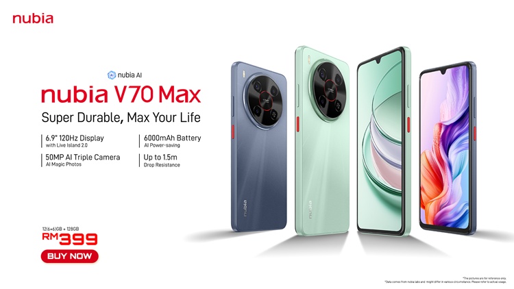 nubia V70 Max Malaysia release - 6,000mAh battery and a 6.9-inch 120Hz ...