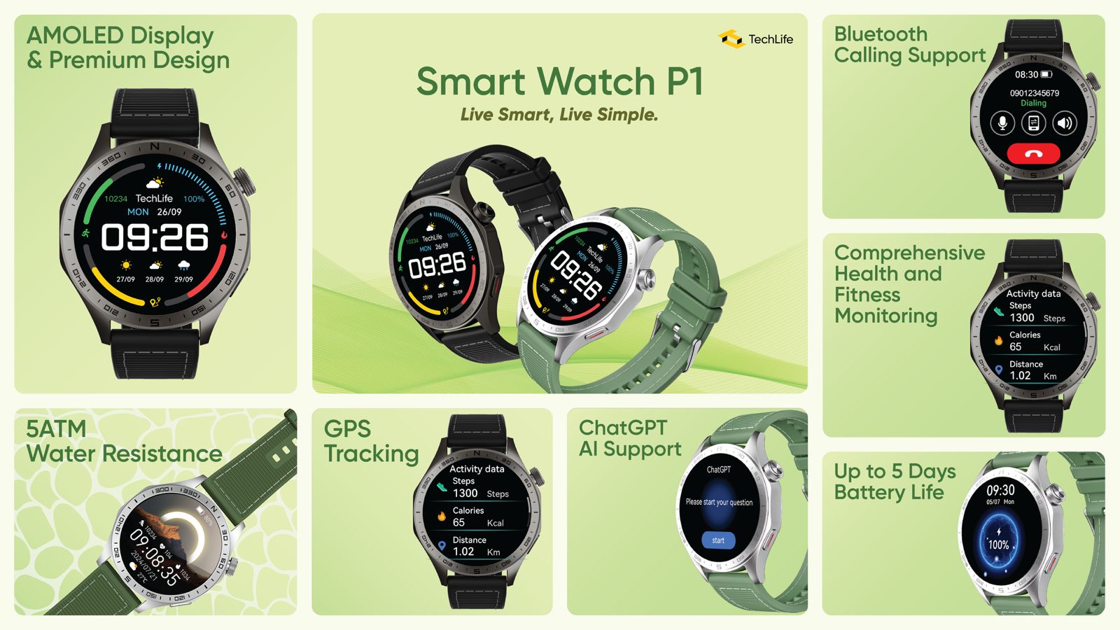 TechLife Smart Watch P1 Malaysia release - 1.43-inch AMOLED, ChatGPT support and more at RM299 ...