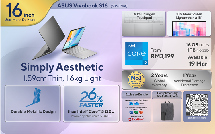 ASUS Vivobook S14/S16 Malaysia released - Snapdragon X-powered models ...
