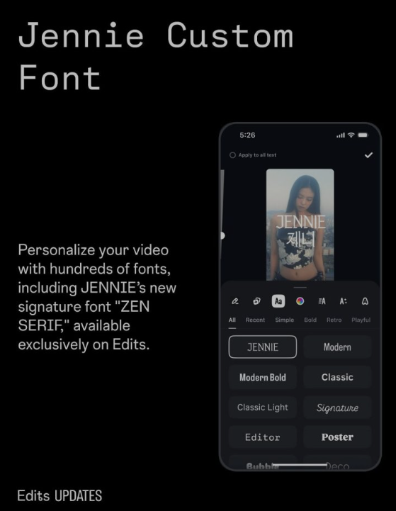 Blackpink's Jenny and Instagram launches a new typeface - Zen Serif | TechNave