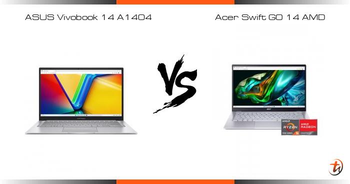 Banding ASUS Vivobook 14 A1404 dan Acer Swift GO 14 AMD - Spesifikasi ...