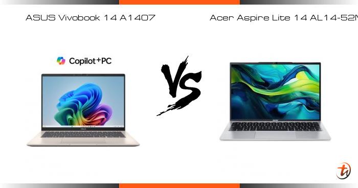 Banding ASUS Vivobook 14 A1407 dan Acer Aspire Lite 14 AL14-52M ...