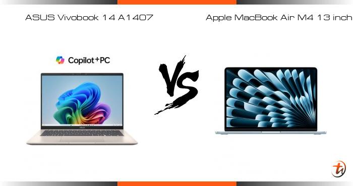 Banding ASUS Vivobook 14 A1407 dan Apple MacBook Air M4 13 inch ...