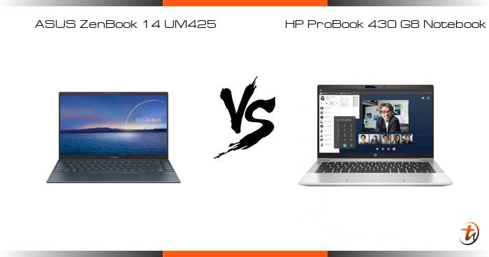 Banding ASUS ZenBook 14 UM425 dan HP ProBook 430 G8 Notebook PC ...