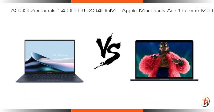 Compare ASUS Zenbook 14 OLED UX3405M vs Apple MacBook Air 15 inch M3 ...