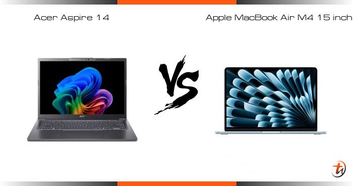 Compare Acer Aspire 14 vs Apple MacBook Air M4 15 inch specs and ...