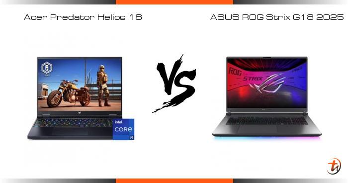Compare Acer Predator Helios 18 vs ASUS ROG Strix G18 2025 specs and ...