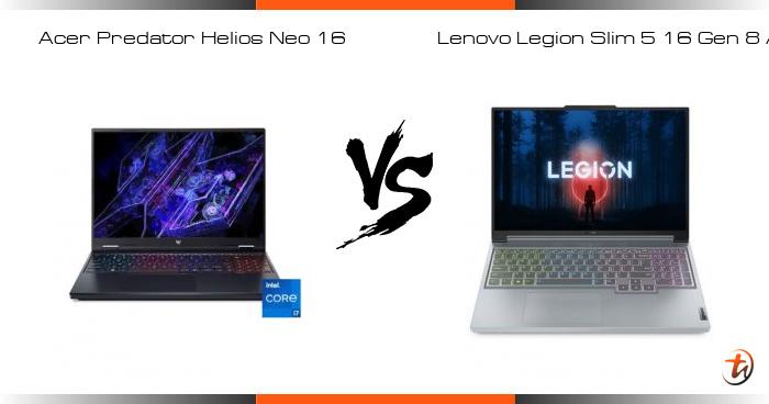 Acer Predator Helios Neo 16 对比 Lenovo Legion Slim 5 16 Gen 8 AMD - 功能区别 ...