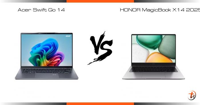 Banding Acer Swift Go 14 dan HONOR MagicBook X14 2025 - Spesifikasi dan harga di Malaysia ...