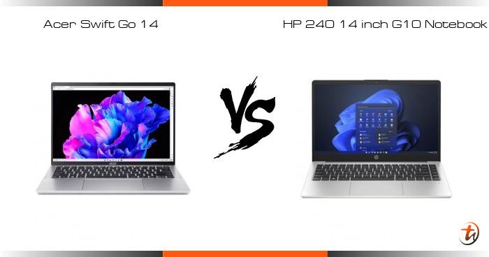 Banding Acer Swift Go 14 dan HP 240 14 inch G10 Notebook PC ...