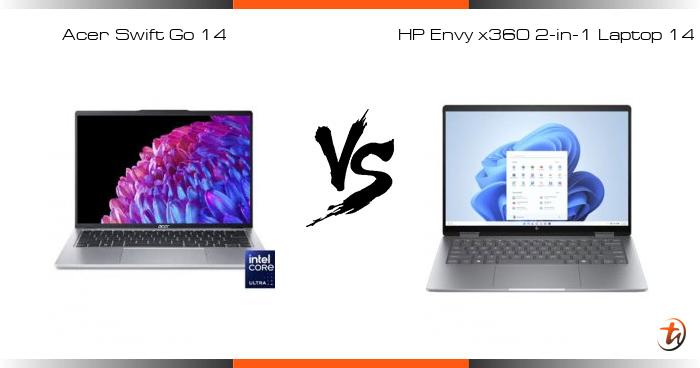 Banding Acer Swift Go 14 dan HP Envy x360 2-in-1 Laptop 14 AMD ...