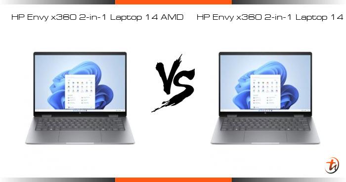Banding HP Envy x360 2-in-1 Laptop 14 AMD dan HP Envy x360 2-in-1 ...
