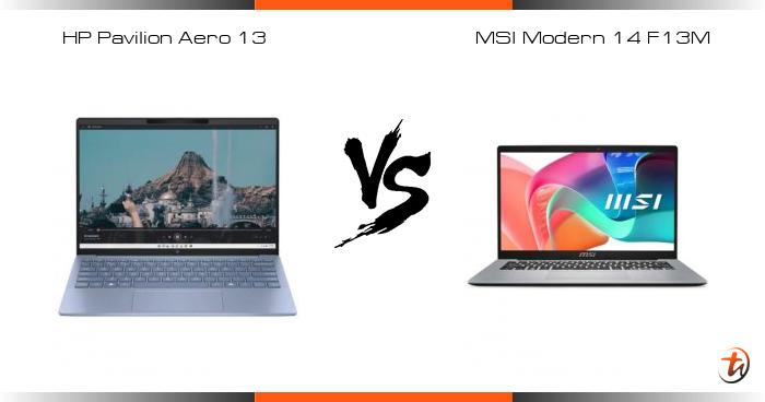 Banding HP Pavilion Aero 13 dan MSI Modern 14 F13M - Spesifikasi dan harga di Malaysia - TechNave BM