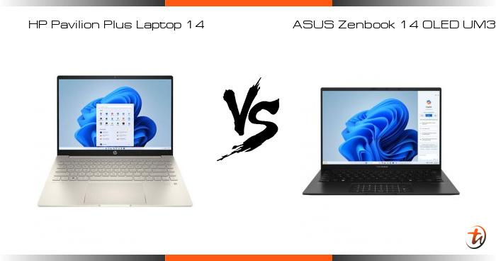HP Pavilion Plus Laptop 14 对比 ASUS Zenbook 14 OLED UM3406 - 功能区别与规格参数对比 ...