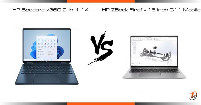 Banding HP Spectre x360 2-in-1 14 dan HP ZBook Firefly 16 inch G11 ...