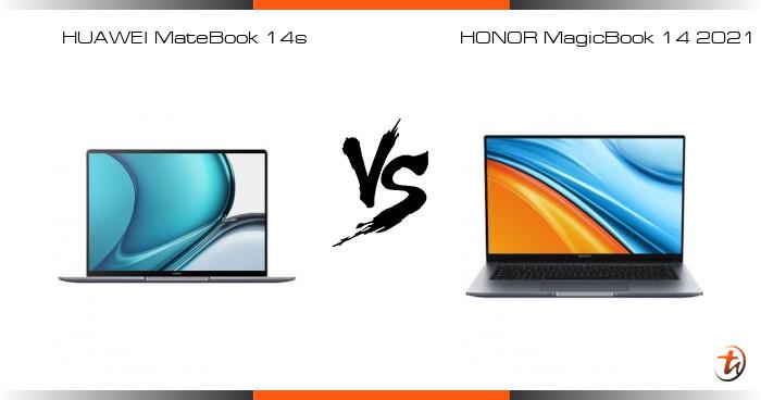 HUAWEI MateBook 14s 对比 HONOR MagicBook 14 2021 - 功能区别与规格参数对比 - TechNave 中文版