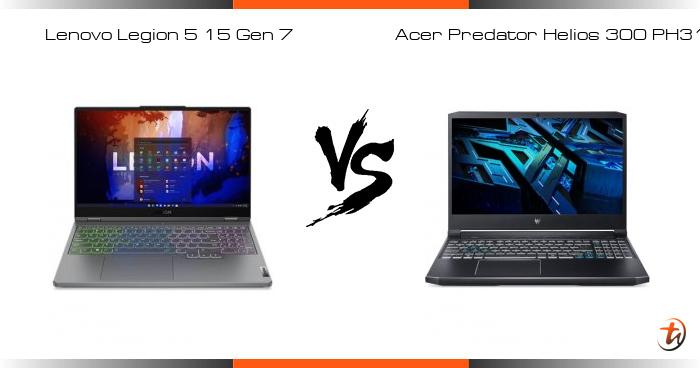 Banding Lenovo Legion 5 15 Gen 7 dan Acer Predator Helios 300 PH315-54 ...