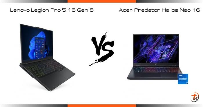 Banding Lenovo Legion Pro 5 16 Gen 8 dan Acer Predator Helios Neo 16 ...