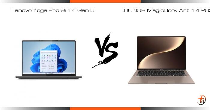 Banding Lenovo Yoga Pro 9i 14 Gen 8 dan HONOR MagicBook Art 14 2025 ...