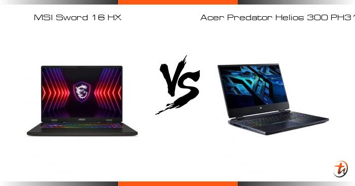 Banding MSI Sword 16 HX dan Acer Predator Helios 300 PH315-55 ...