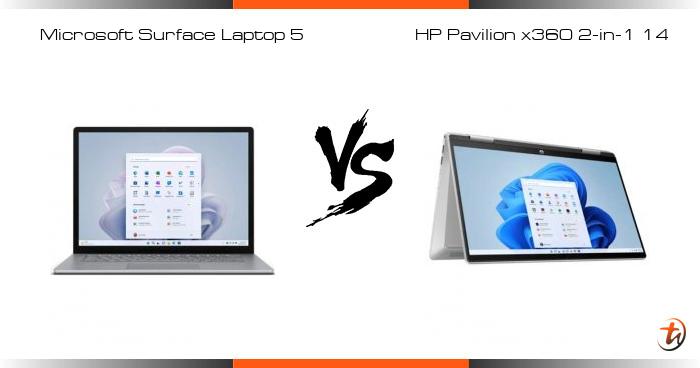 Compare Microsoft Surface Laptop 5 vs HP Pavilion x360 2-in-1 14 specs ...