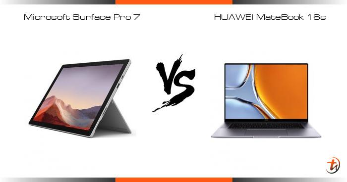 Banding Microsoft Surface Pro 7 dan HUAWEI MateBook 16s - Spesifikasi dan harga di Malaysia ...
