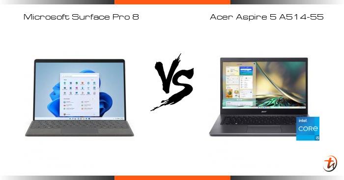 Banding Microsoft Surface Pro 8 dan Acer Aspire 5 A514-55 - Spesifikasi ...