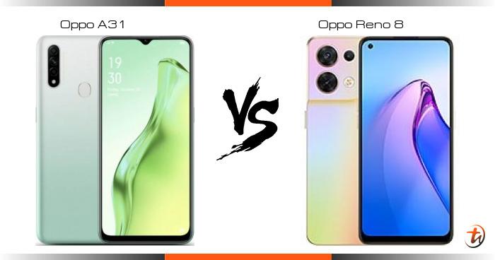 Compare Oppo A31 vs Oppo Reno 8 specs and Malaysia price | phone features